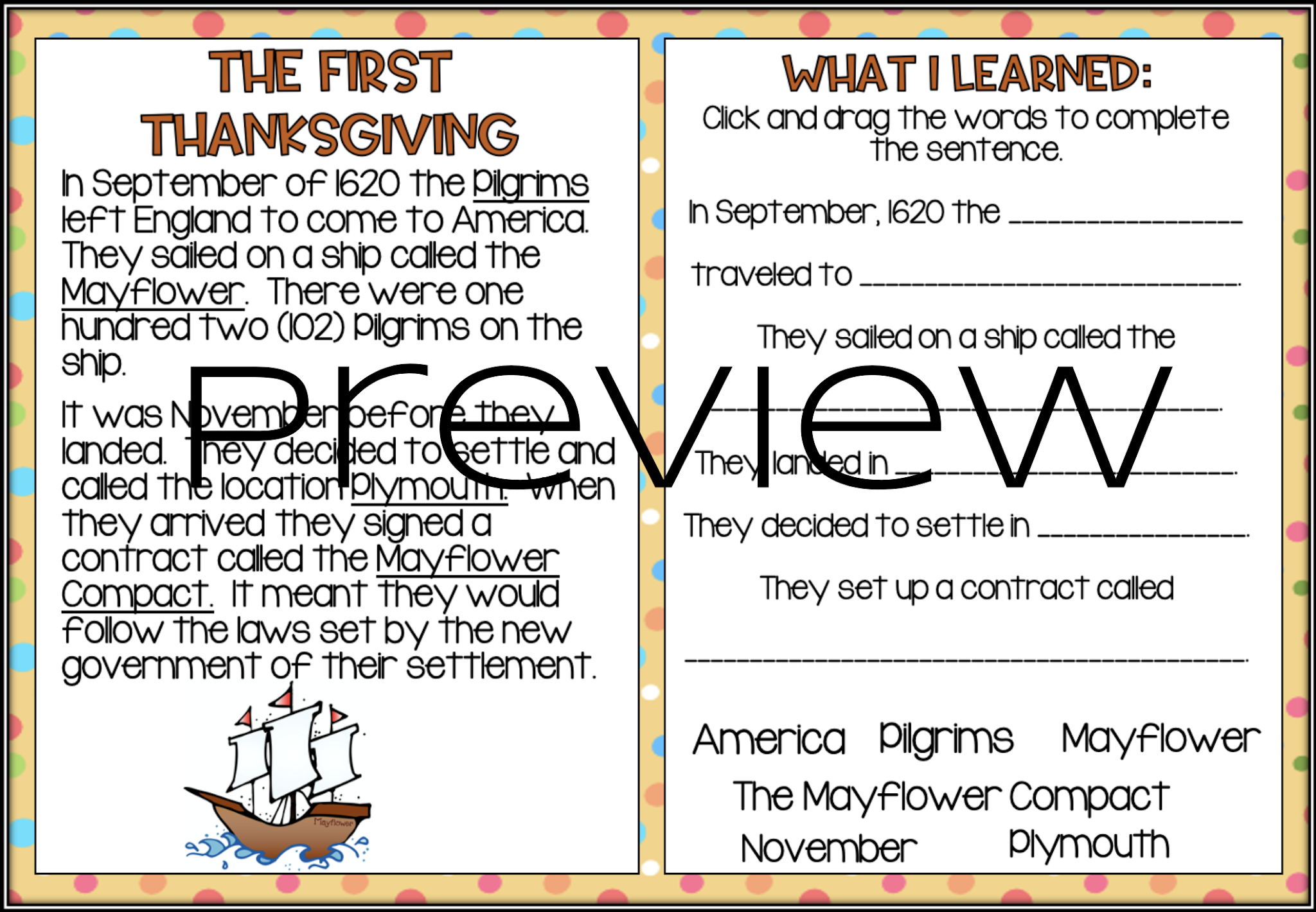 1st Grade Hip Hip Hooray!: The First Thanksgiving