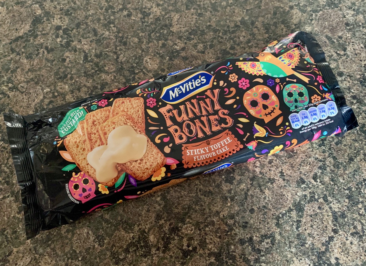 FOODSTUFF FINDS: McVitie’s Funny Bones Sticky Toffee Flavour Cake (Asda ...