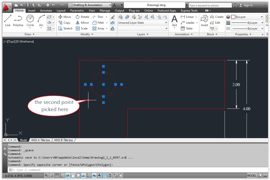 Step By Step Procedure To Select An Object In Autocad 2015