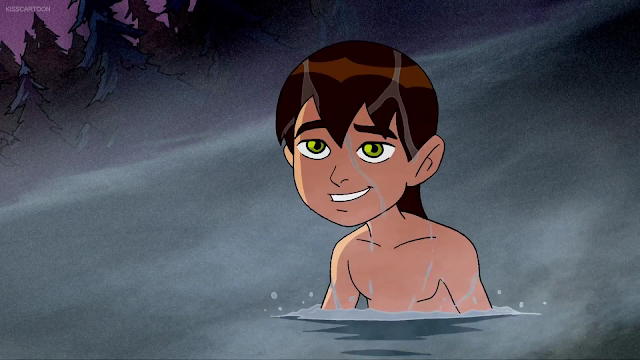 Shirtless Drawn Cartoon Boys: Ben Tennyson in the Lake