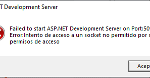 Error: Failed to start ASP.NET Development Server on Port:XXXXX - VBpuntoNET