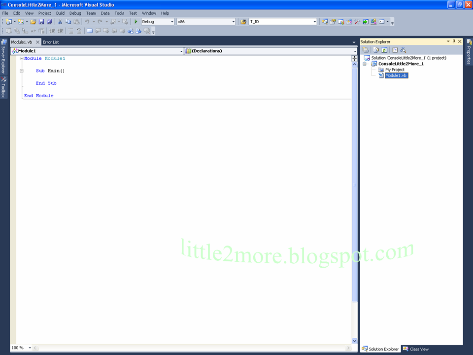 LITTLE TO MORE: TUTORIAL 1: BASIC INPUT AND OUTPUT (USING VB.NET)