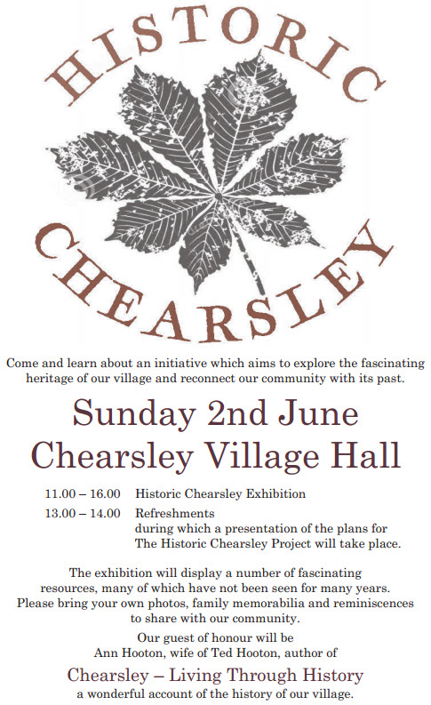 Chearsley: 'Historic Chearsley' Exhibition - Sunday 2nd June at the ...