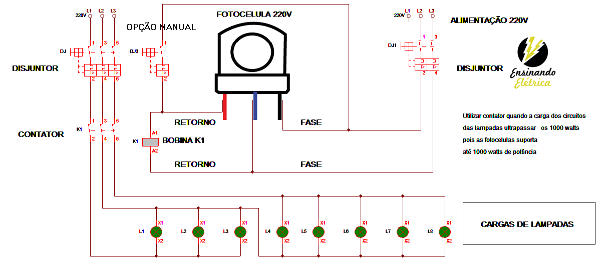 Como realizar ligações de fotocélula em contator e lampadas comum ...