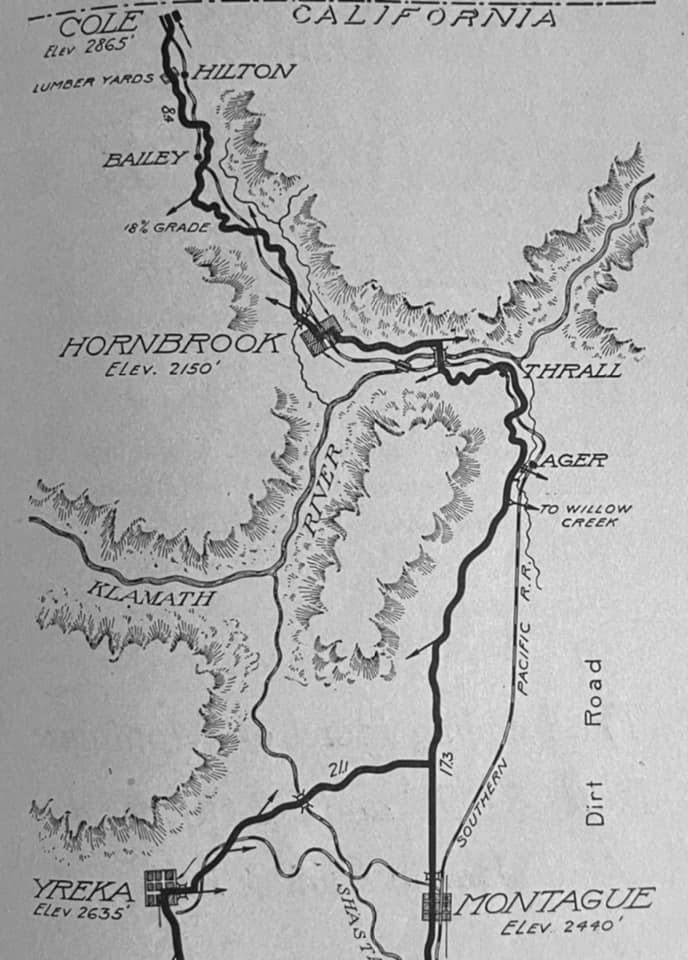 Siskiyou County Route A28; connecting the Southern Pacific Railroad sidings