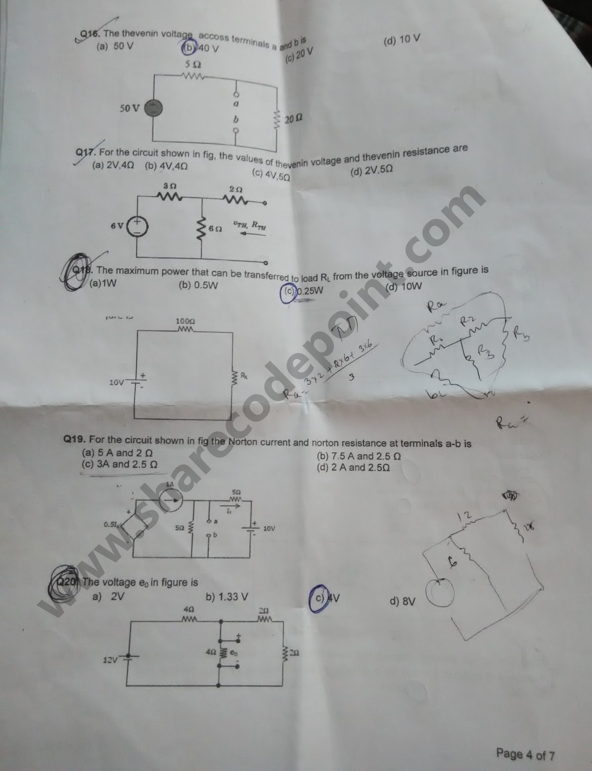 ELE205 : Network Analysis And Synthesis Mid Term Exam Question Paper | lpu
