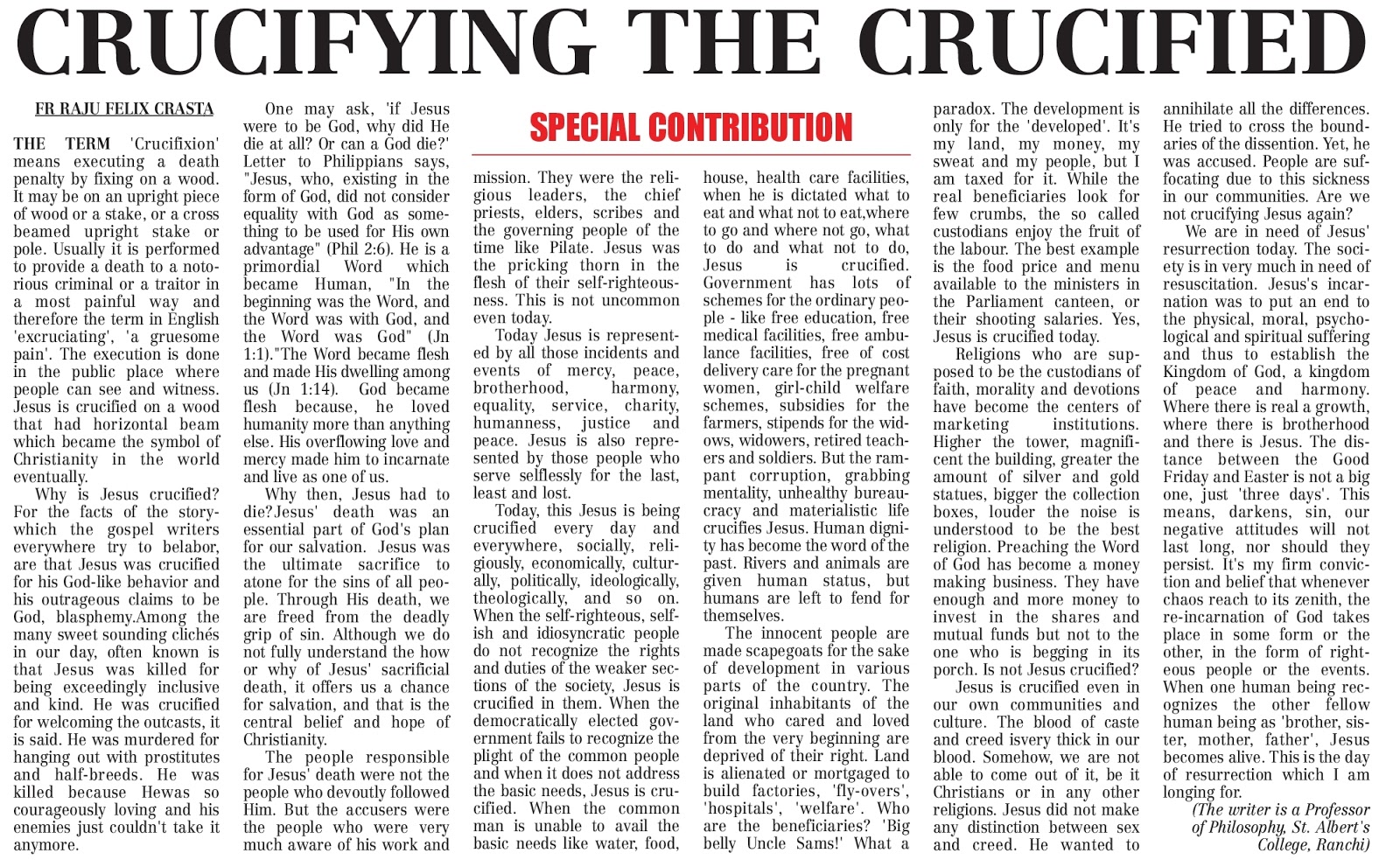 THE EXISTENTIAL REALITY: Crucifying the Crucified: A Meditation on the ...