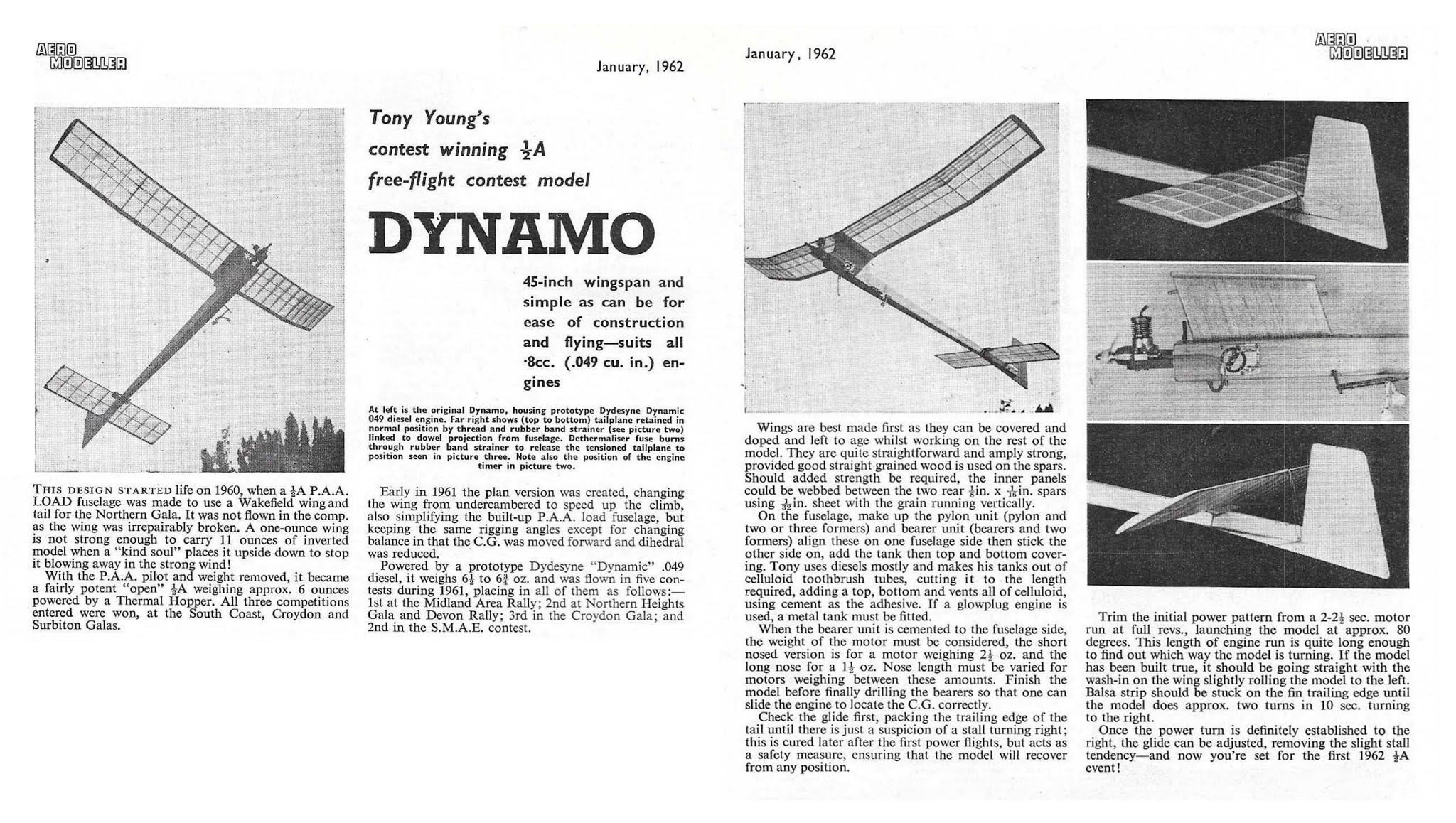 Volar Libremente - Free Flight Models Airplanes: DYNAMO de A Young. 1960