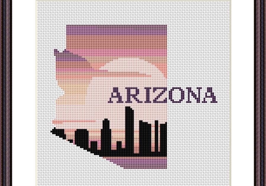 Tango Stitch easy cross stitch designs: Arizona state map skyline ...