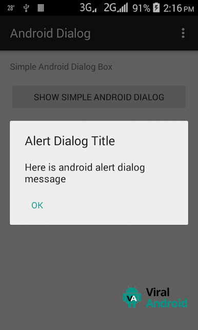 Simple Android Alert Dialog | Viral Android – Tutorials, Examples, UX ...
