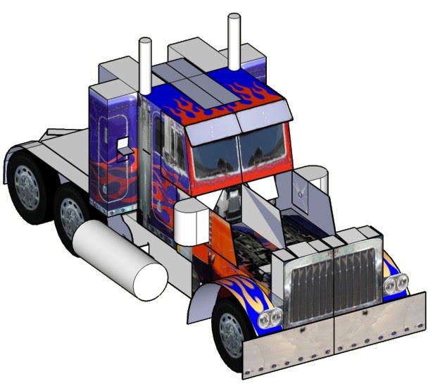 mundo denarcien: Optimus Prime de la Pelicula, Papercraft Transformable