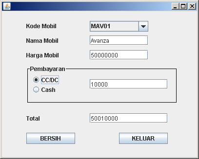 Aie Sendiri: Latihan Java Netbeans : Penggunaan Combo Box dan Radio Button