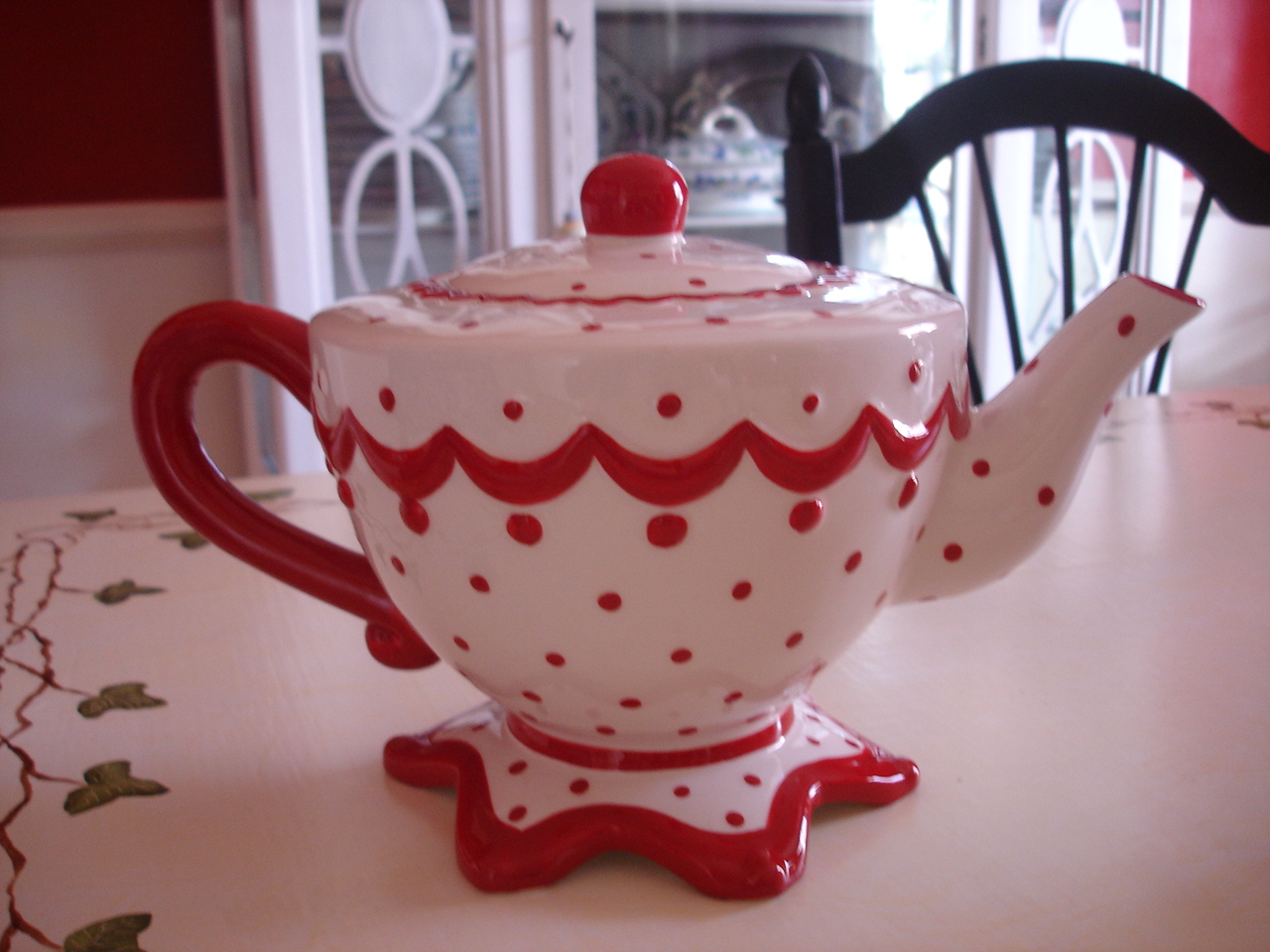 Rose Colored Glasses: New Red and White Teapot