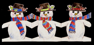 paper dolls snowmen card and Dawn finished and delivered :>)