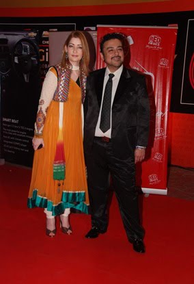 MODEL CLOTHES AND HAIRSTYLE PRESENT: Adnan Sami with wife Safa Galadhari