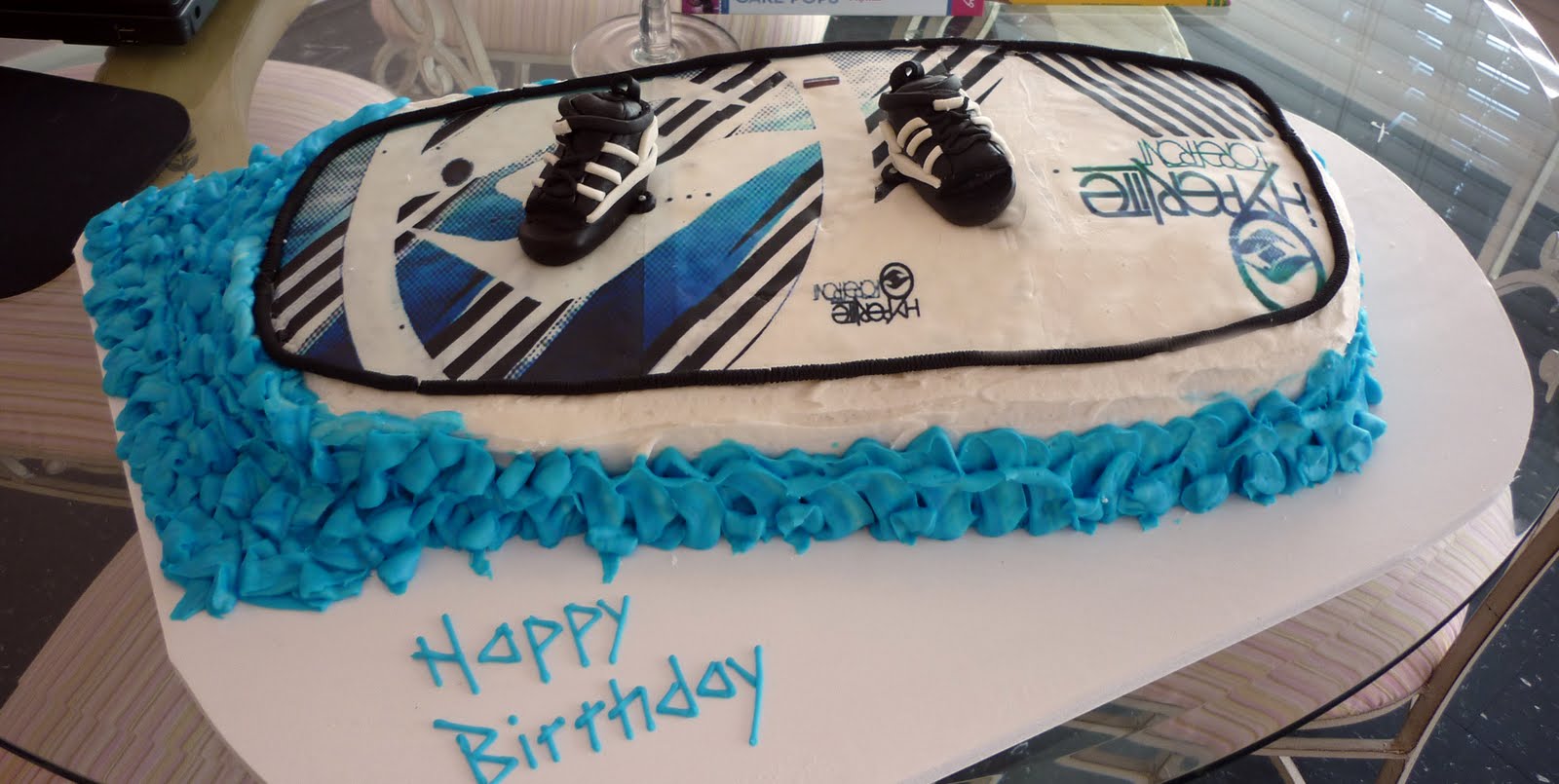 Alamo Sweets. LLC: Wake Board Birthday Cake Complete With Boots