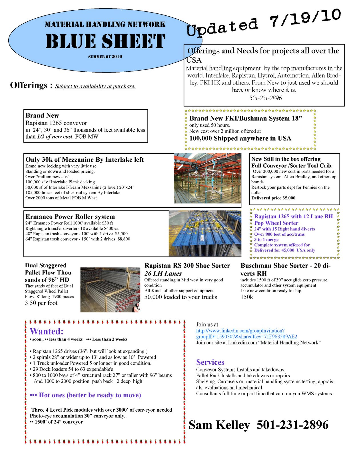 Royal Blue : Blue sheet for 7/18/10