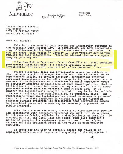 Laurie Bembenek Info: Part 12: Concealing Evidence 101