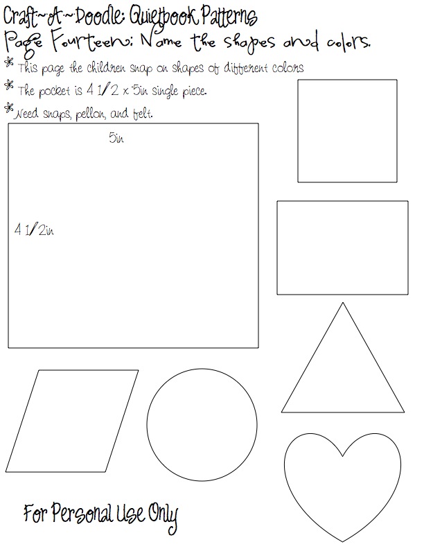 Craftadoodle: Quiet Book: Page 14 and Printable Patterns