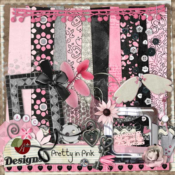 A+ Designs: Pretty in Pink & Cluster Frame freebie