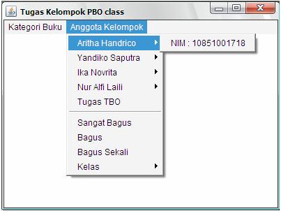 Membuat drop down menu pada java
