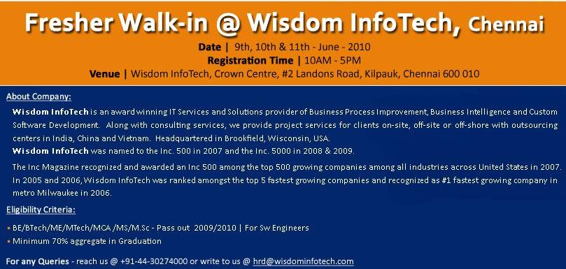Walkin Tomorrow - Jobs in India, Chennai, Bangalore, Pune, Delhi ...
