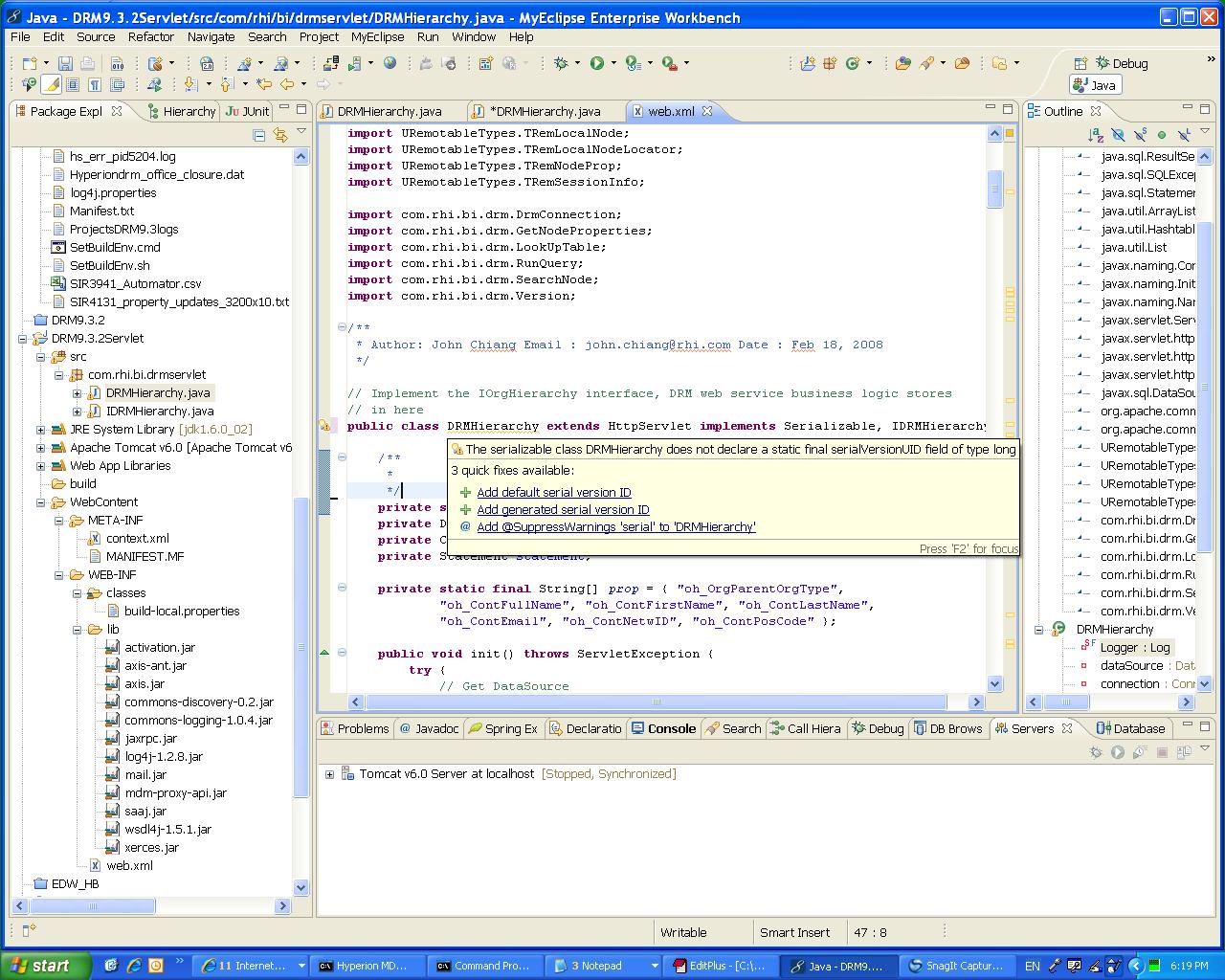 John Chiang's Tech Blog: How to generate serialVersionUID from Eclipse ...