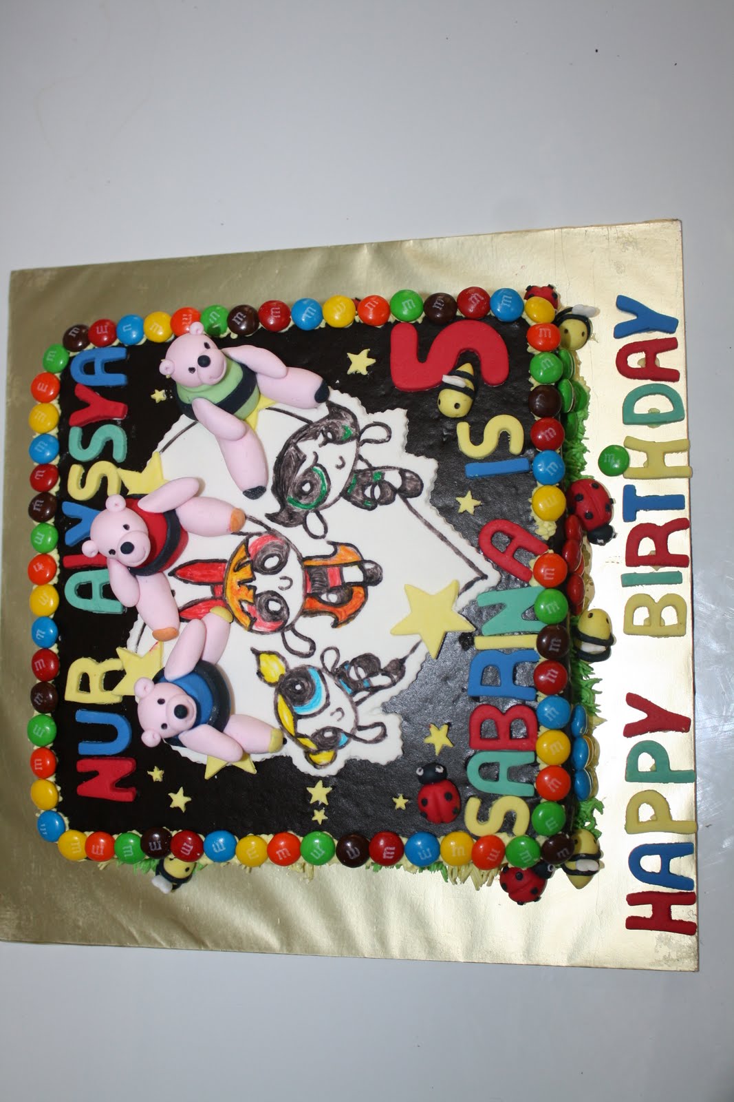 cek mek zue: colourful.....very colourful Power Puff Girls birthday cake