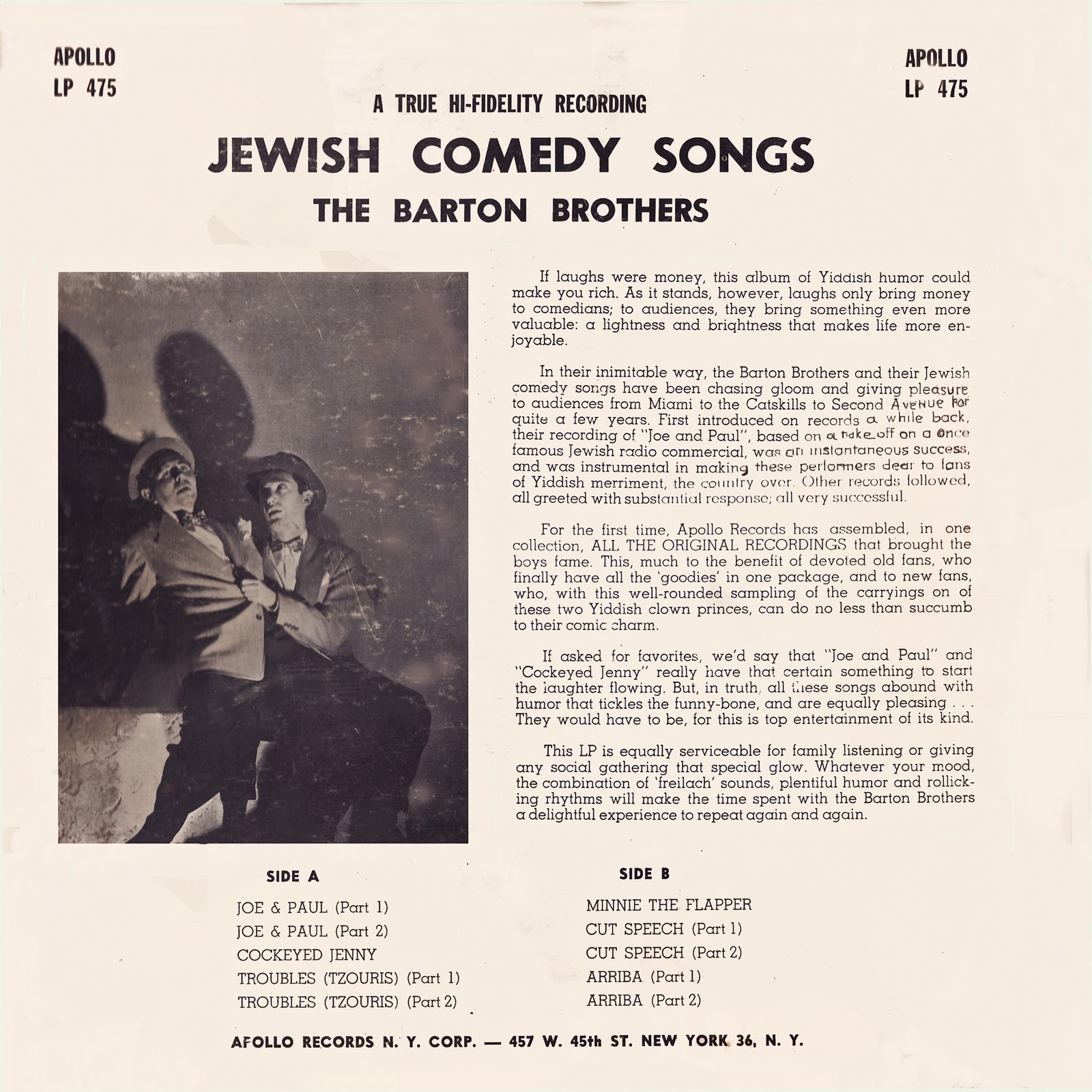 I Got Your Back!: Barton Brothers - Jewish Comedy Songs 1959