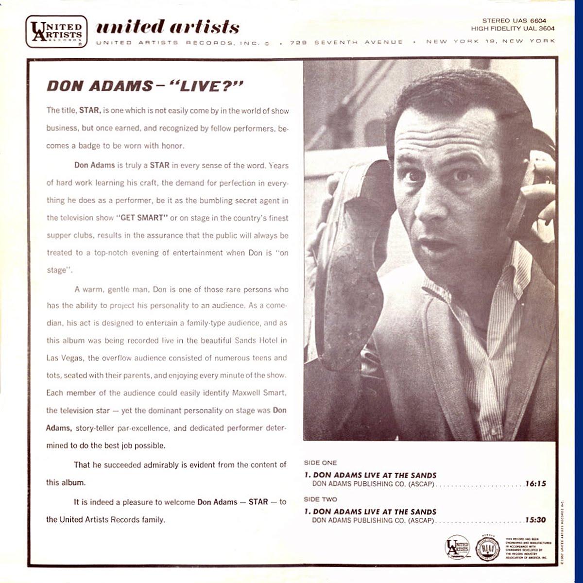 I Got Your Back!: Don Adams - Live 1968