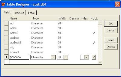 Fox Girl: Create a new Table in Visual Foxpro 6.0