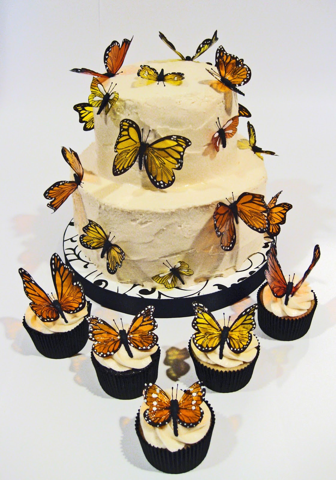 Cake Hero: Monarch Butterfly Wedding Cake and Cupcakes