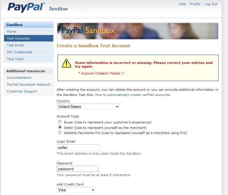 Bens Journal Gotcha Of The Day Creating Paypal Sandbox Accounts
