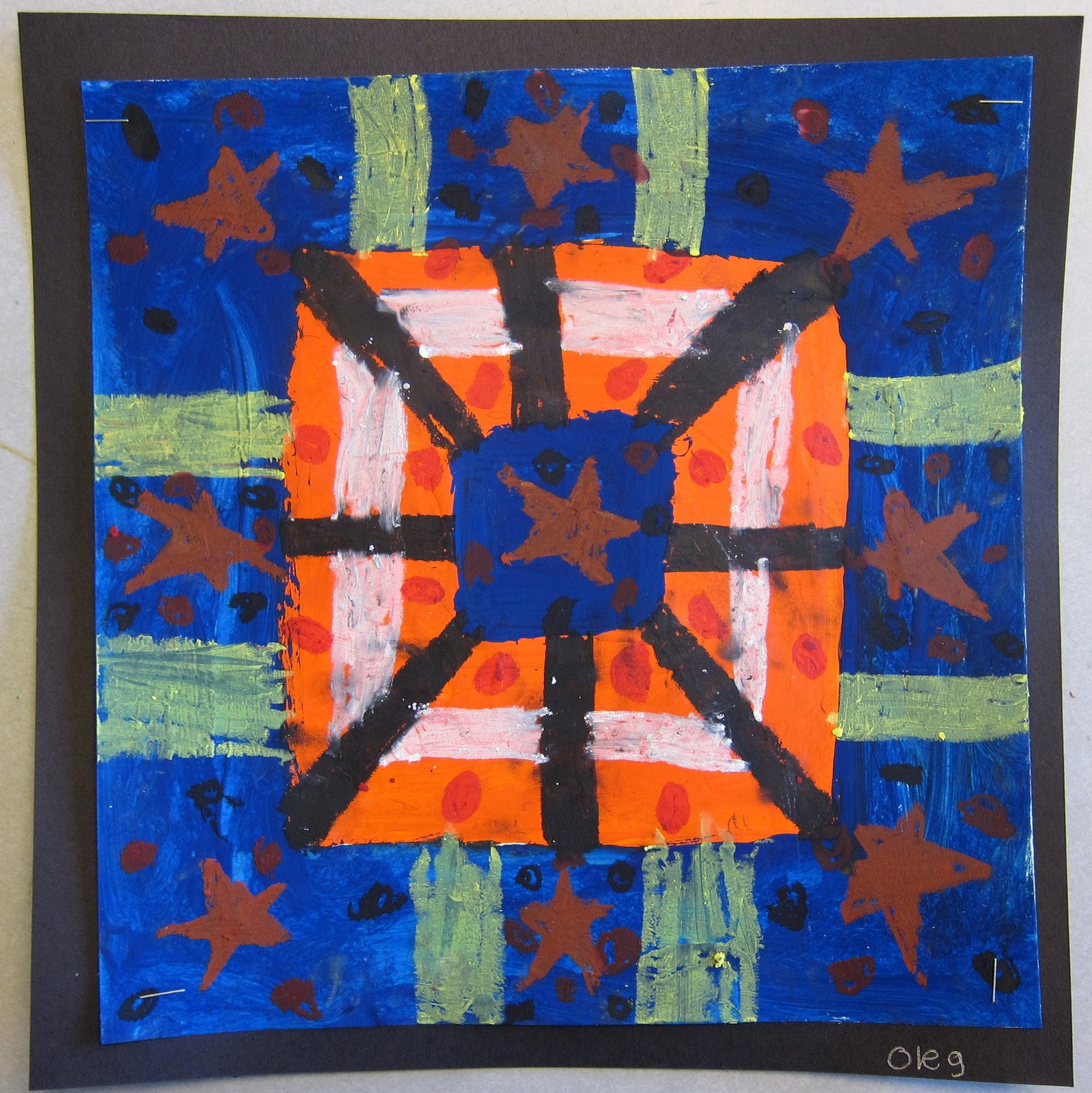 Art is Basic-- Art Teacher Blog: Complementary Color Quilt Paintings.