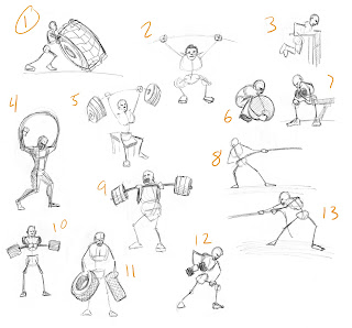 Zach Bova Character Animator: Physical Strength Sketches