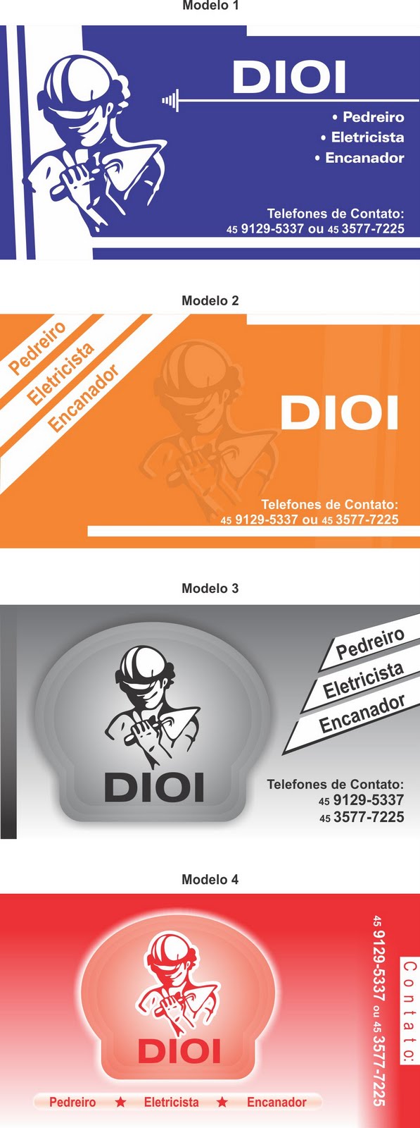 Portfólio de Marcos Wöhl: Cartão de Visita - Dioi Pedreiro, Eletricista ...