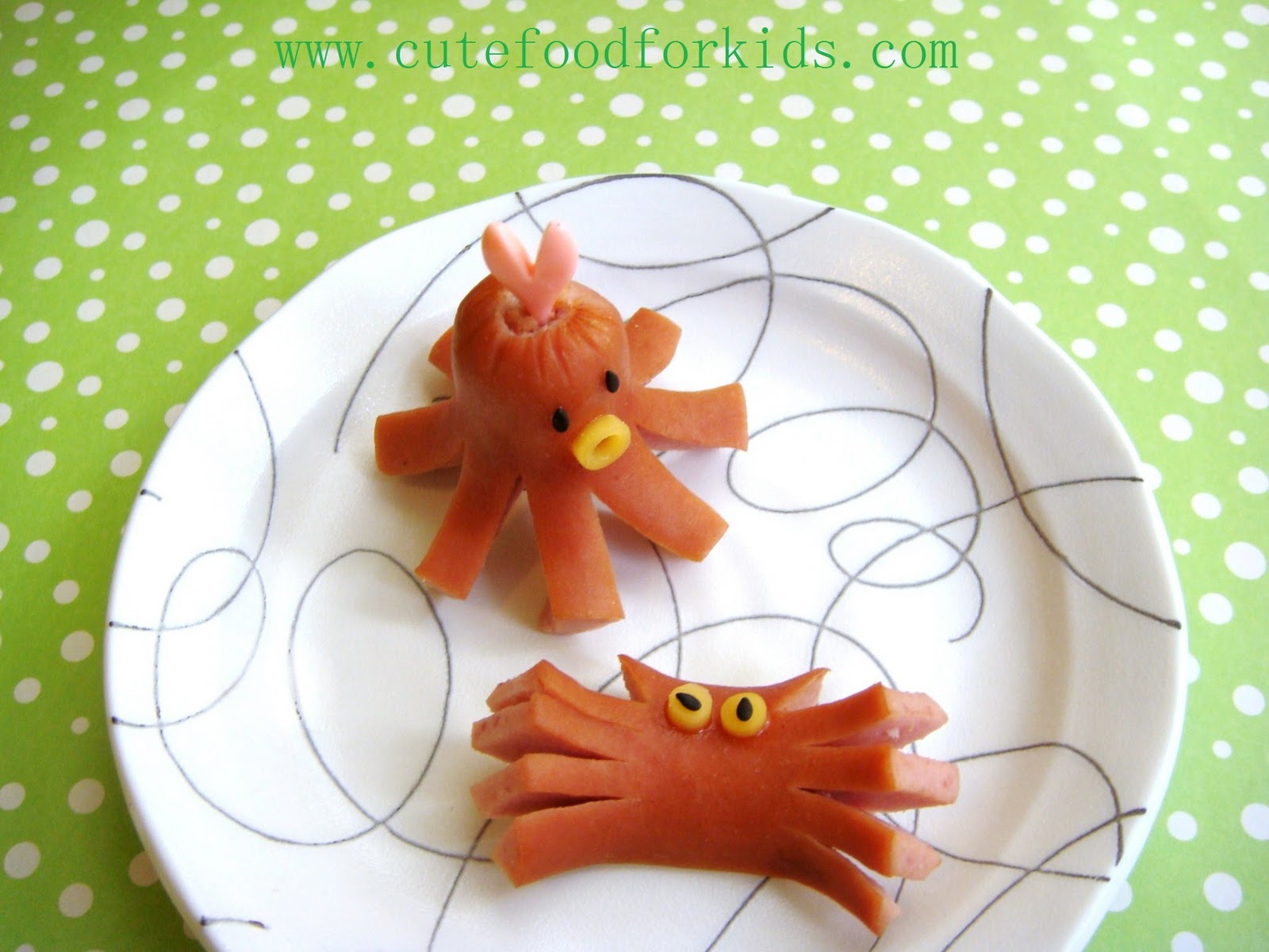Cute Food For Kids?: One Wiener Dog = 2 Crabs + 2 Octopi