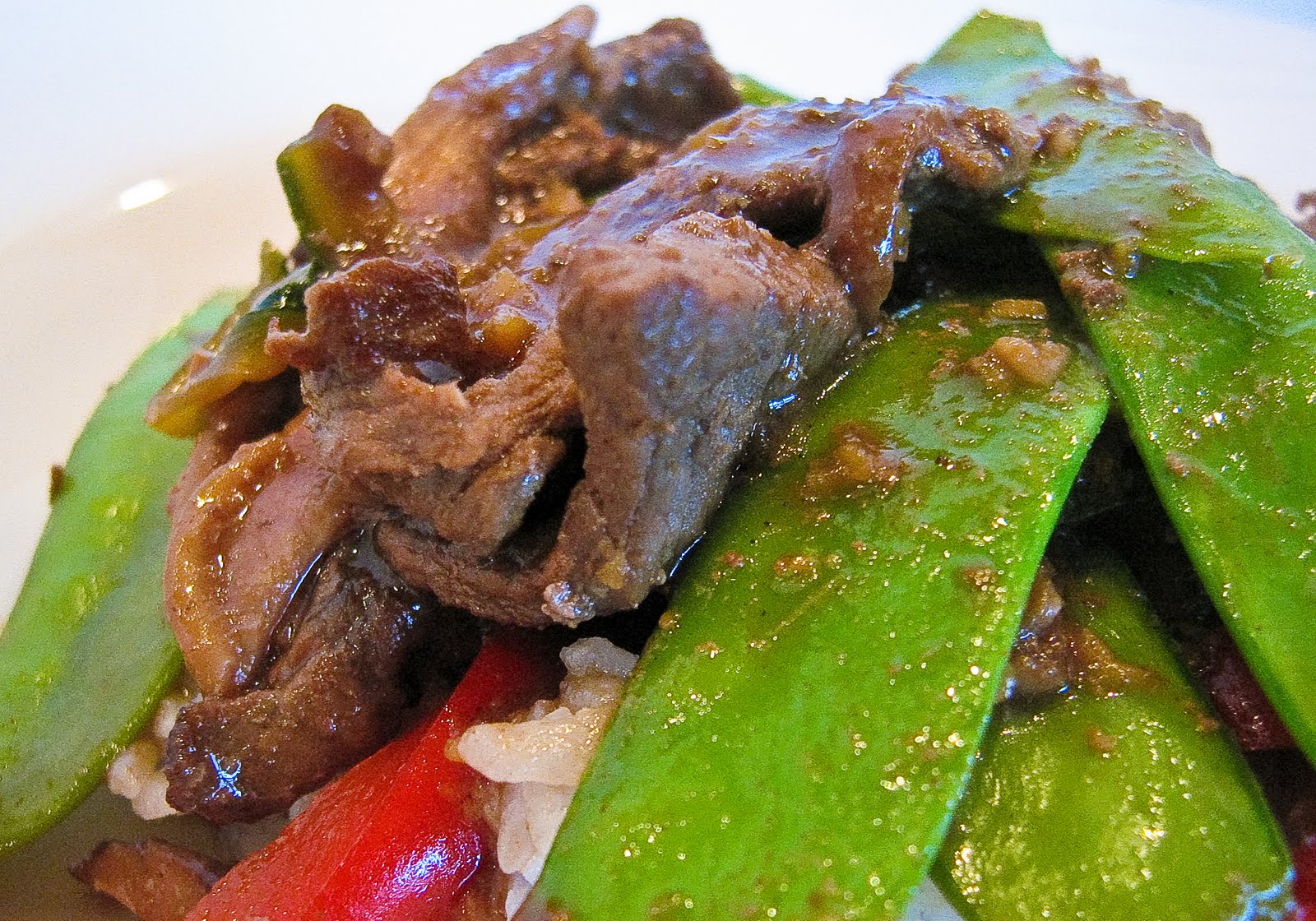 Stir Fried Miso Beef with Mushrooms & Pea Pods - The Spiced Life
