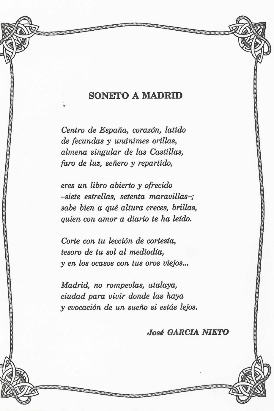 El Caballero Español: Soneto a Madrid