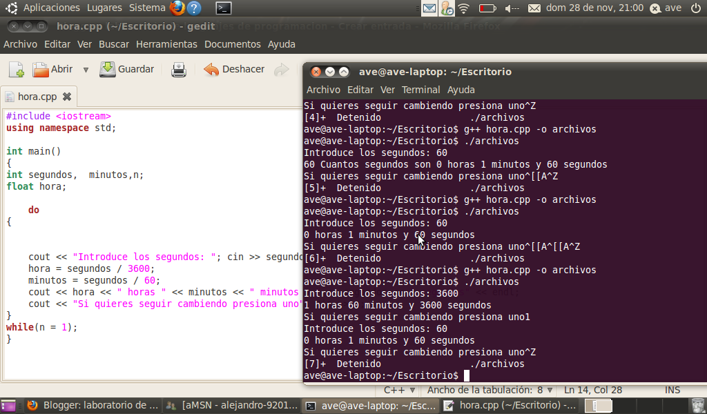 laboratorio de lenguajes de programacion: Ejemplo sencillo de lenguaje c++