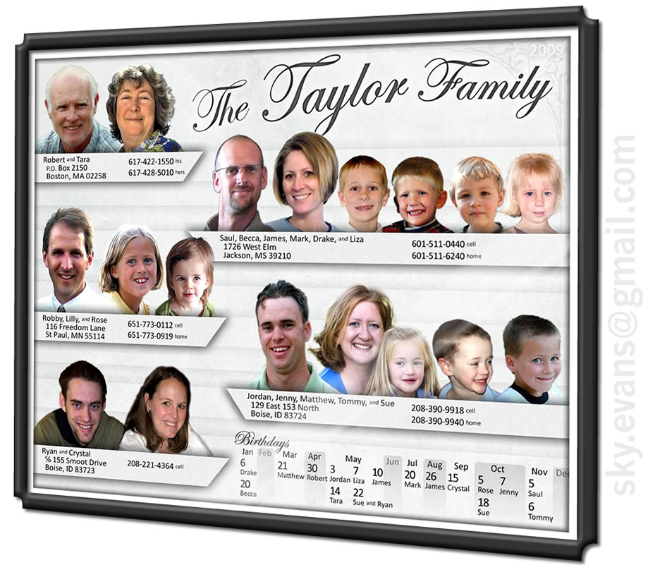 Sky Evans's online portfolio.: Family Contact Info Sheet