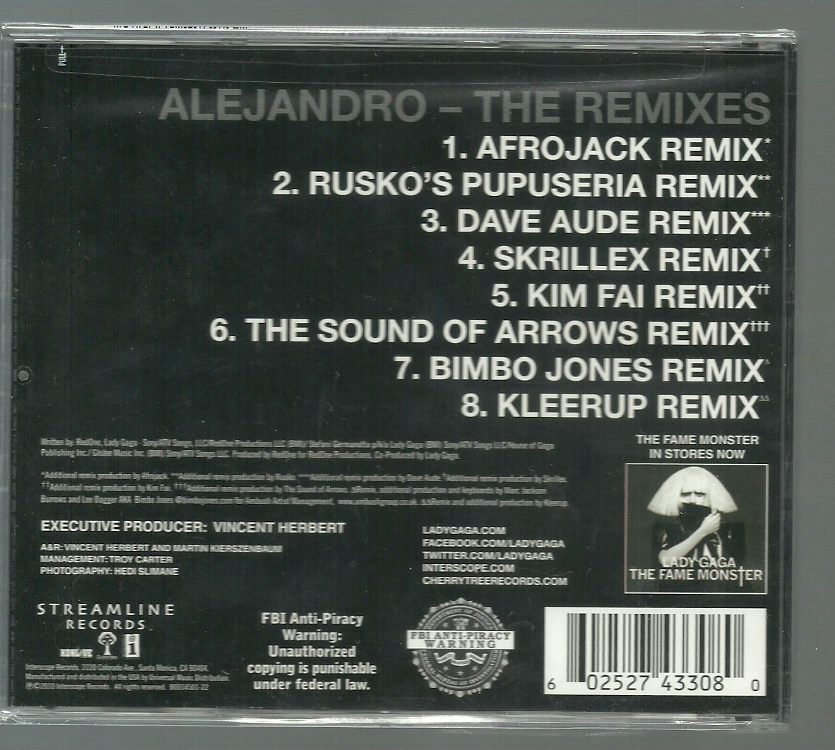 LADY GAGA italian COLLECTOR: ALEJANDRO THE REMIXES, USA
