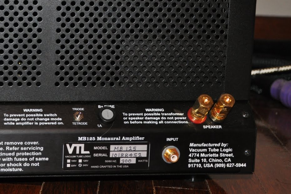 VTL TL2.5 preamp and MB125Monoblocks
