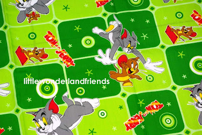 LittleWonderlandFriends: Tom & Jerry Mouse Cat Cool Green Fabric