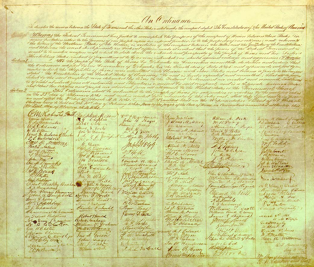 One Hundred Fifty Years Ago Today: Texas secedes