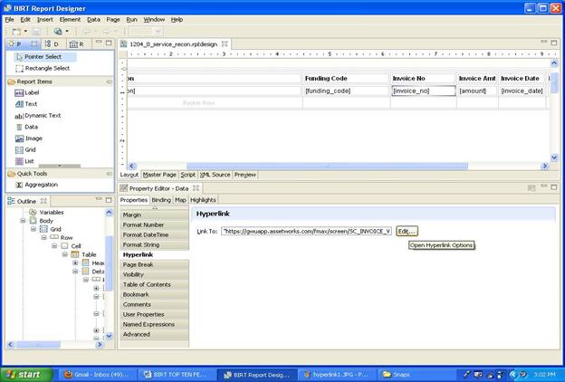 Birt and AiM: Hyperlinks from a Birt Report to Aim