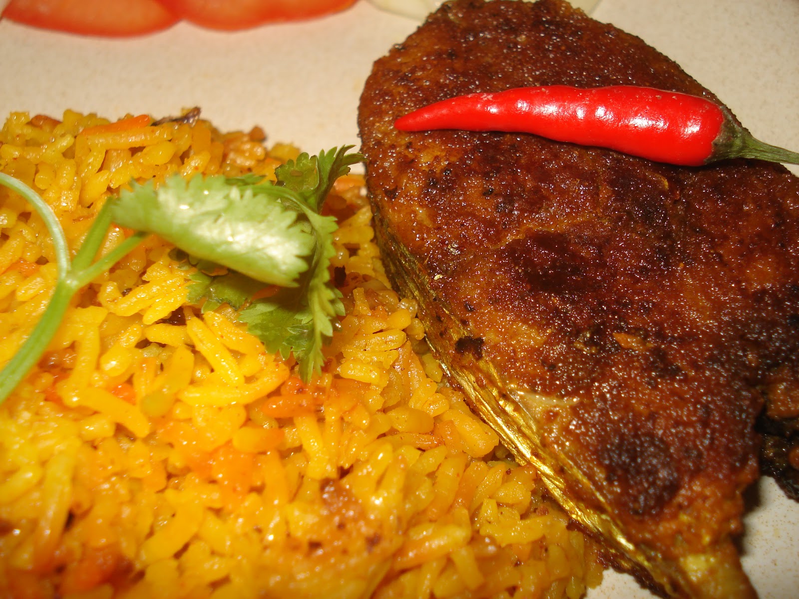 bon appetite: Day 83 ... Pan Fried Wolf-Herring With Biryani Rice