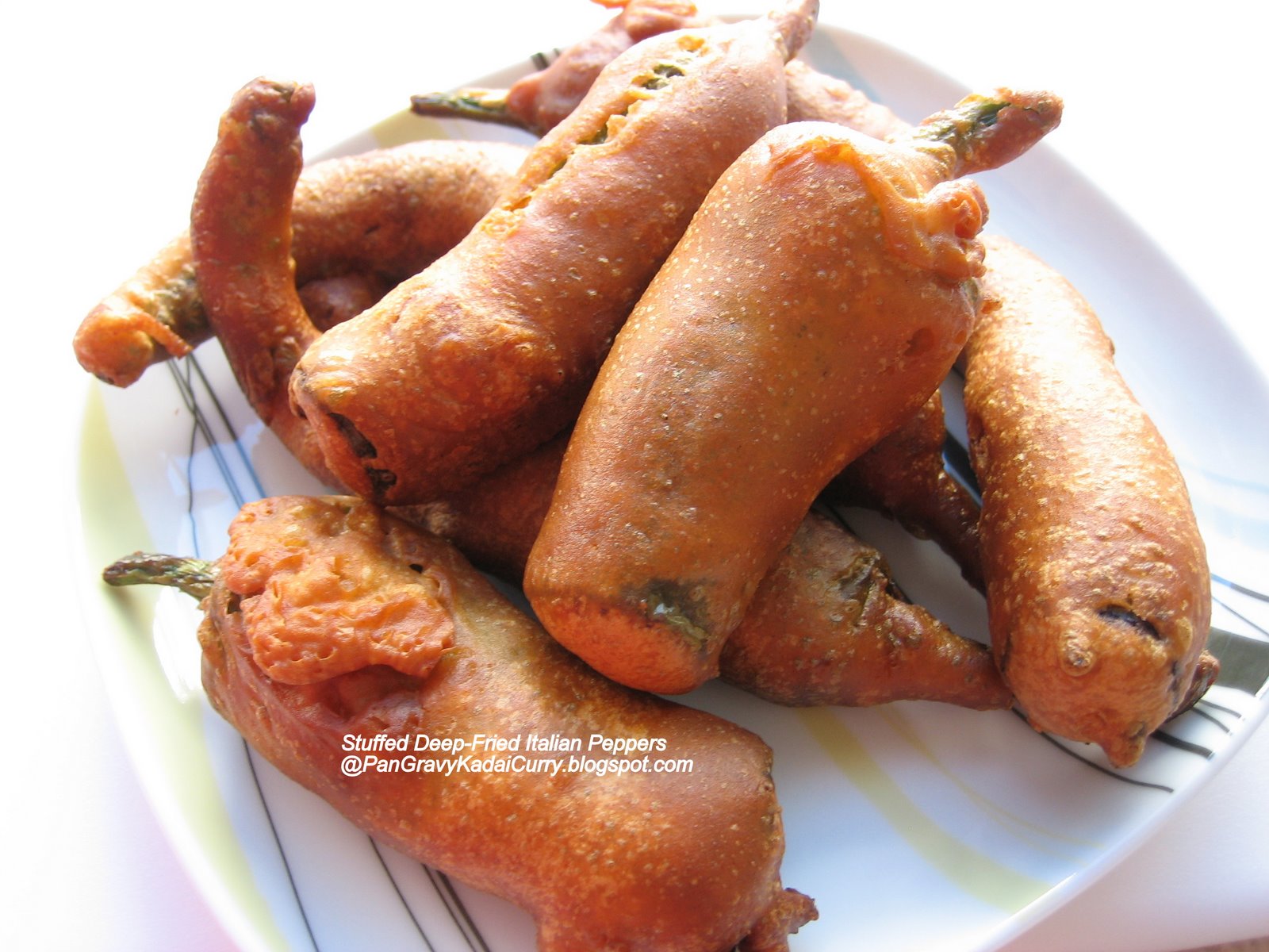 Pan Gravy Kadai Curry: Stuffed Deep Fried Italian Peppers