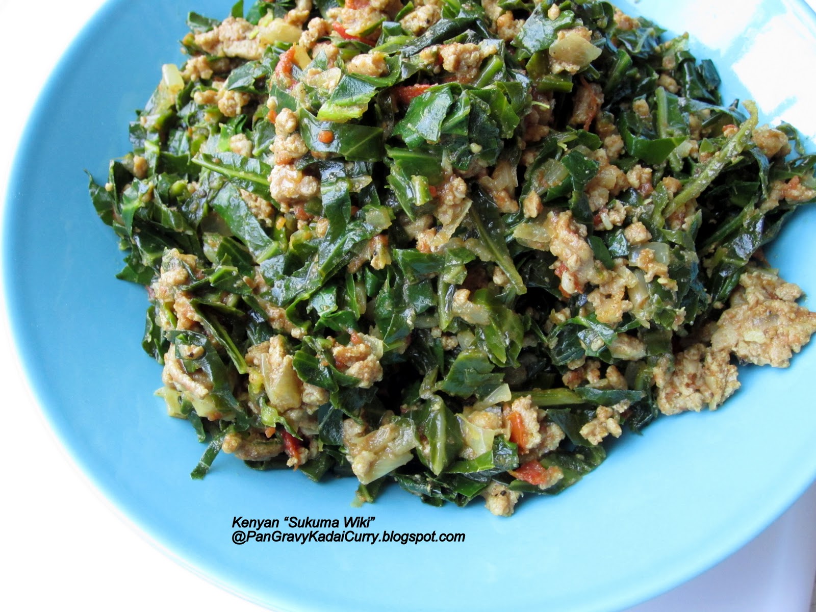 Pan Gravy Kadai Curry: Kenyan "Sukuma Wiki" With Collard Greens
