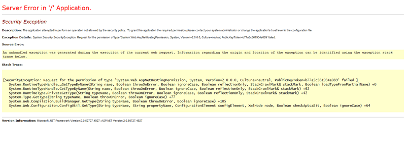 Blogengine Security Error After Publishing To Iis7 Web Server